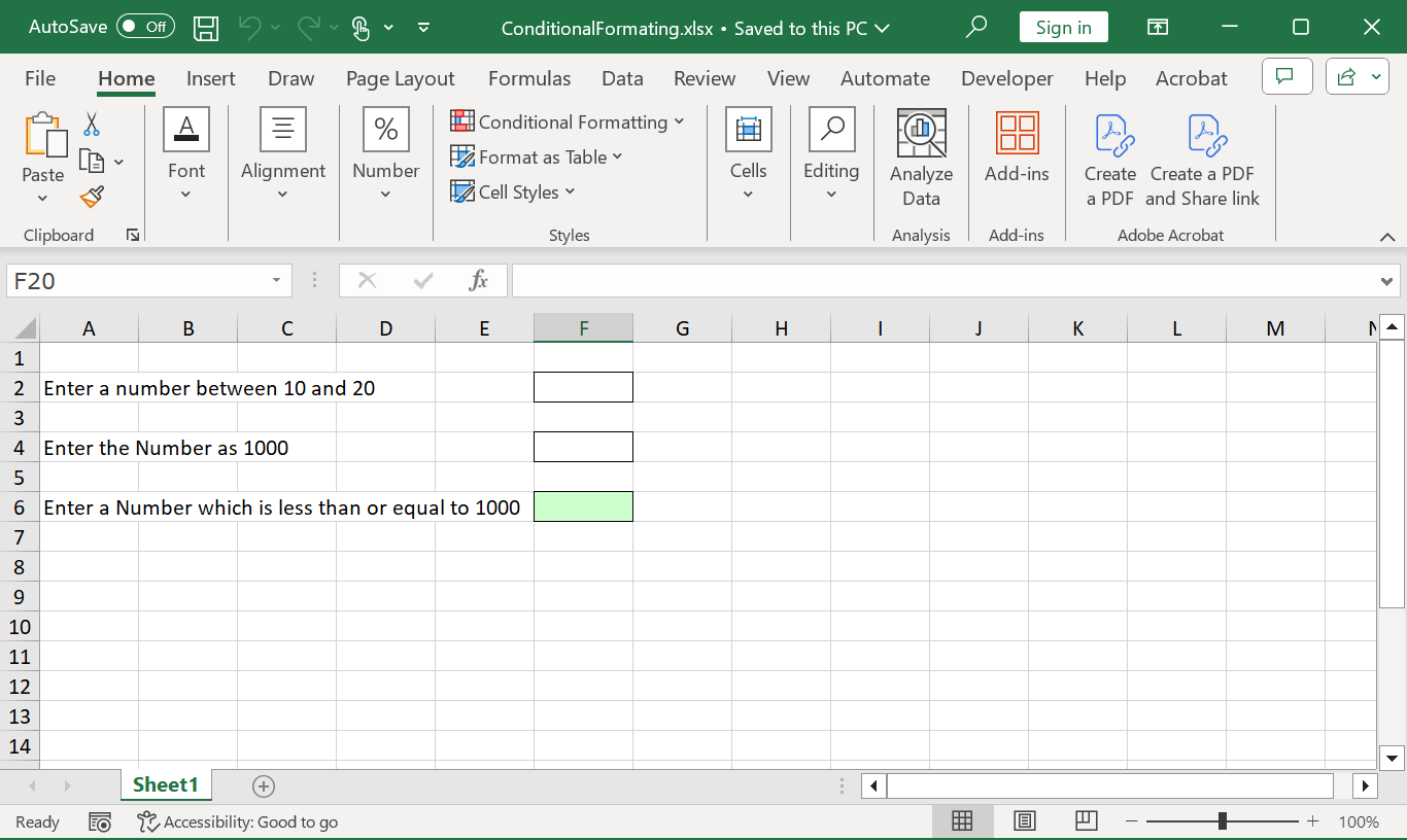 working with conditional format